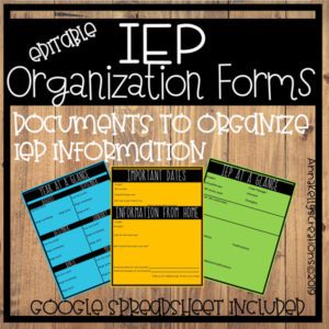 Beginning of year special education forms - Inclusion Teacher’s first week