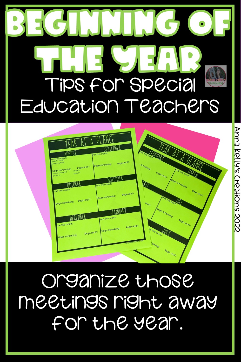 Beginning of year special education forms - Inclusion Teacher’s first week